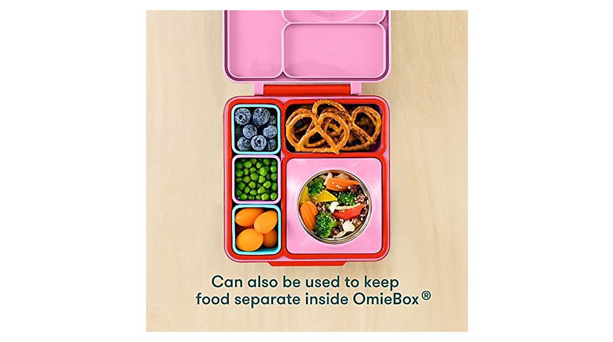OmieBox Bento Box for Kids with Thermal & Dip Containers - 2 Pack