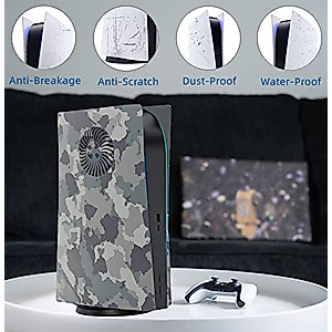 Cover Plates with Cooling Vent for PS5 Disc Edition Console, Playstation 5 Accessories Face Plates Side Panels Shell Replacement Protective Faceplates (Gray Camouflage)