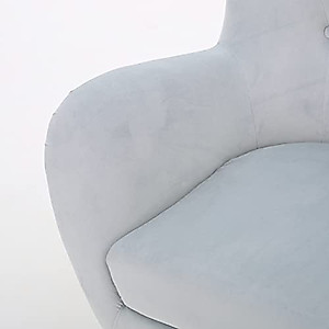 Christopher Knight Home Seigfried Velvet Arm Chair, Light Grey