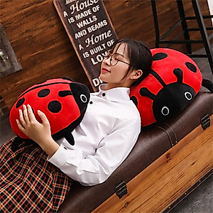 pangcangshu Cute Plush Toy Soft Ladybug Ladybird Insect Hold Doll Pillow Cushion Novelty Children Birthday Gift (Red, 30cm/11inch)