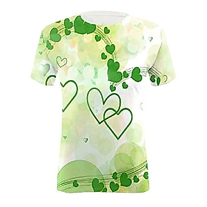 Women's St Patricks Day Shirt Tie Dye St Patrick's Day T-Shirt Tshirts Short Sleeve Cute Blouse Clothes Tops Sweatshirts Saint Patricks Day Teen Girls Outfits Apparel Woman Pullover Army Green M