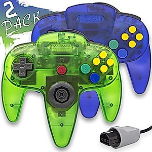 N64 Controller, Wired N64 Games Gamepad for 64-bit System Console Video Game (Pack of 2)