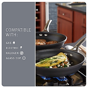 Calphalon Contemporary Hard-Anodized Aluminum Nonstick Cookware, Omelette Pan, 10-inch and 12-inch Set, Black