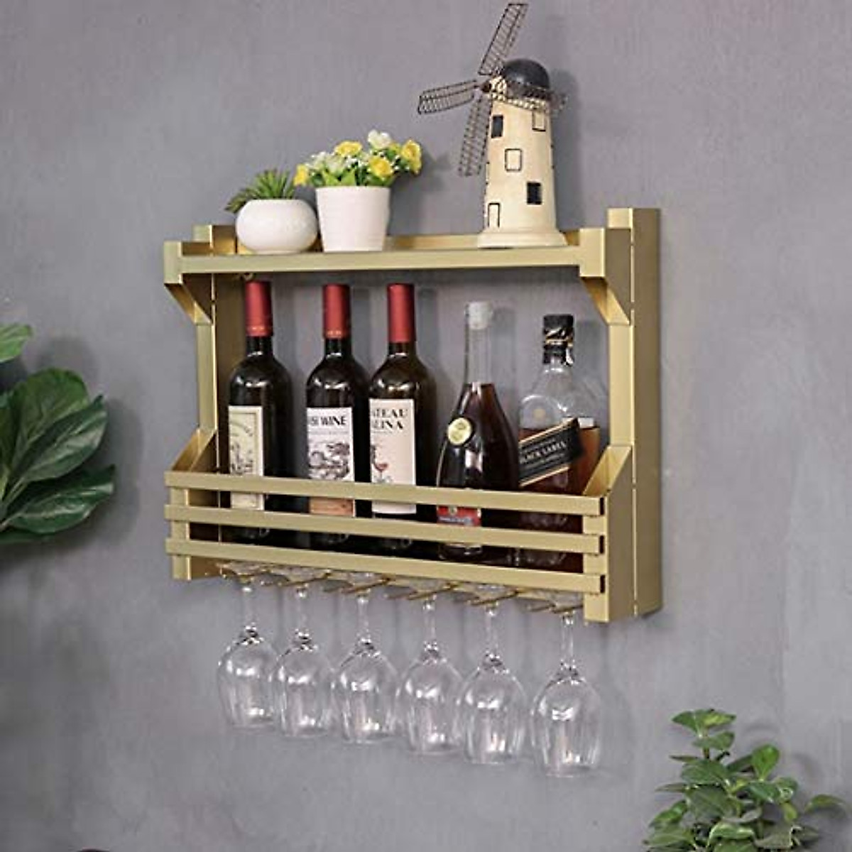 PIBM Stylish Simplicity Wine Shelf European Wrought Iron Wine Rack, Wall Hanging Wine Rack, Creative Restaurant Decoration Wine Cabinet, White , 80 cm