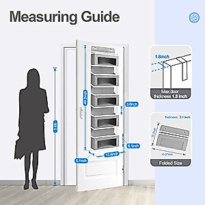 HolaDream Over The Door Organizer with 5 Large Pockets, Sturdy Foldable Hanging Organizer with Clear Window and 2 Metal Hooks, Behind Door Versatile Storage for Pantry Nursery Room Closet Bathroom
