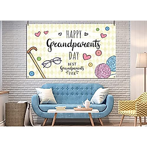 Nepnuser Happy Grandparents Day Photo Booth Backdrop School Event Retirement Love Grandparents Party Decorations Grandpa Grandma Holiday Photo Wall Decor (7×5ft)