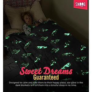 Kids Glow in The Dark Blanket - Kids Fleece Blankets for Girls & Boys - Soft Plush Kids Throw Blanket 50"x60" - Cars