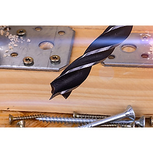 NordWolf 12-Piece Brad Point Wood Drill Bit Set for Carpenter Woodworking, Double Flutes Design with 1/4" Hex Shank, SAE Sizes 1/8" to 1/2"