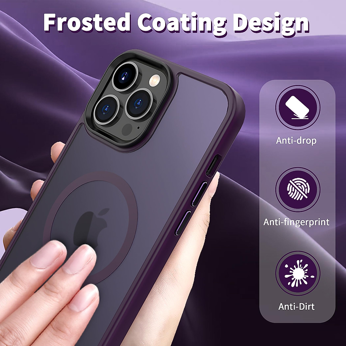 CACOE Magnetic Case for iPhone 13 Pro Max 6.7 inch-Compatible with MagSafe & Magnetic Car Phone Mount,TPU Thin Phone Cases Cover Protective Shockproof Anti-Fingerprint(Dark Purple)