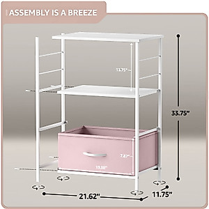 Sorbus 2 Drawer Shelf Storage Nightstand - Kids Bedside Furniture End Table Night Stand with Steel Frame Wood Top & Easy Pull Fabric Bins, Dresser & Chest for Home Bedroom Accessories Office & College