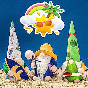 DraMosary 3PCS Beach Gnomes Summer Gnomes Plush Swedish Gnomes Decorations Handmade Housewarming Gift Gnomes Nisse Scandinavian Tomte Elf World Dwarf Hawaii Home Household Farmhouse Gift Decor
