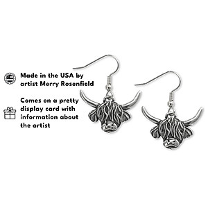 The Magic Zoo Pewter Highland Cow Earrings - Handcrafted Highland Cow Jewelry for Women- Highlander Cow Earrings