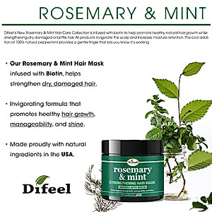 Difeel Rosemary & Mint Biotin Haircare Collection - Shampoo+ Conditioner + Hair Mask (12oz Each), 2.5oz Root Stimulator & 7.1oz Oil