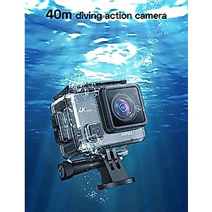 Action Camera 4K - Motorcycle Helmet Underwater WiFi Touch Screen Camera With 60FPS 20MP 8X Zoom Lens EIS Stabilization, include Remote Control, External Microphone, 2*Batteries and Accessories Kit