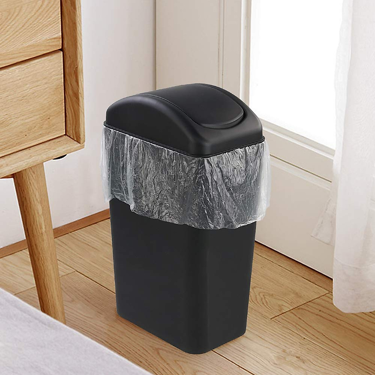 Farmoon Slim Trash Can, 14L Black Swing Kitchen Garbage Bin