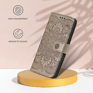 Ateeky iPhone 15 Wallet Case,[Stand Feature] Protective PU Leather Flip Cover with Credit Card Slot [Magnetic Closure] for iPhone 15 (Gray)