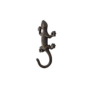 Handcrafted Nautical Decor Rustic Copper Cast Iron Lizard Hook 6"