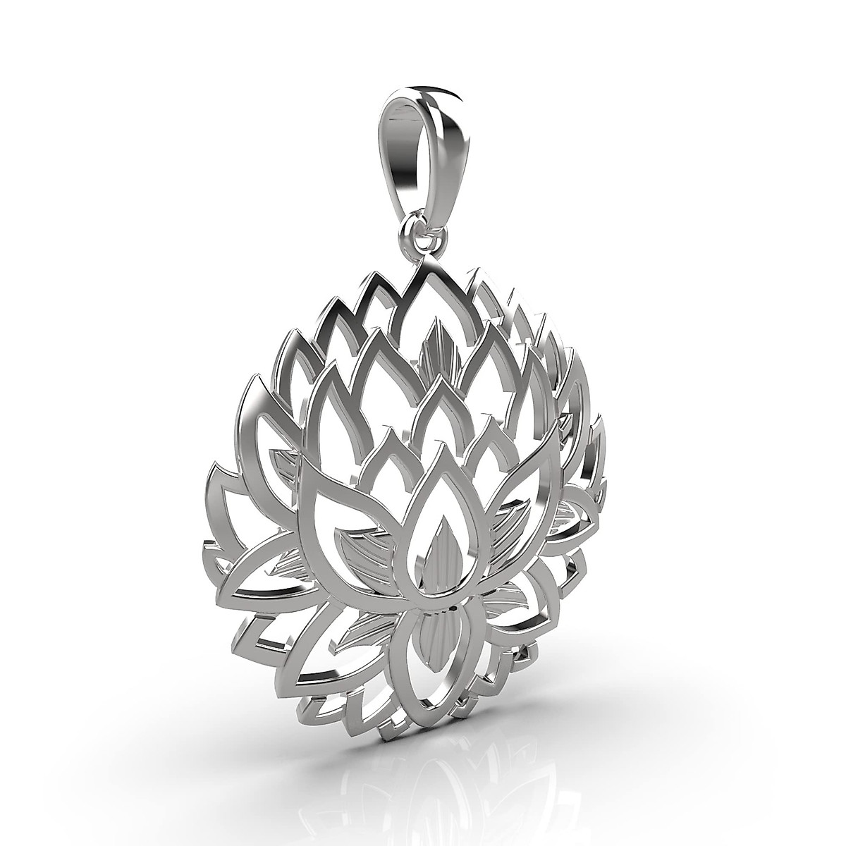 Lotus Flower Necklace 925 Sterling Silver - Large Open Birthday Flower Necklaces for Women 20" Chain - Boho Spiritual Yoga Jewelry - Inspirational Gifts for Her - Handmade