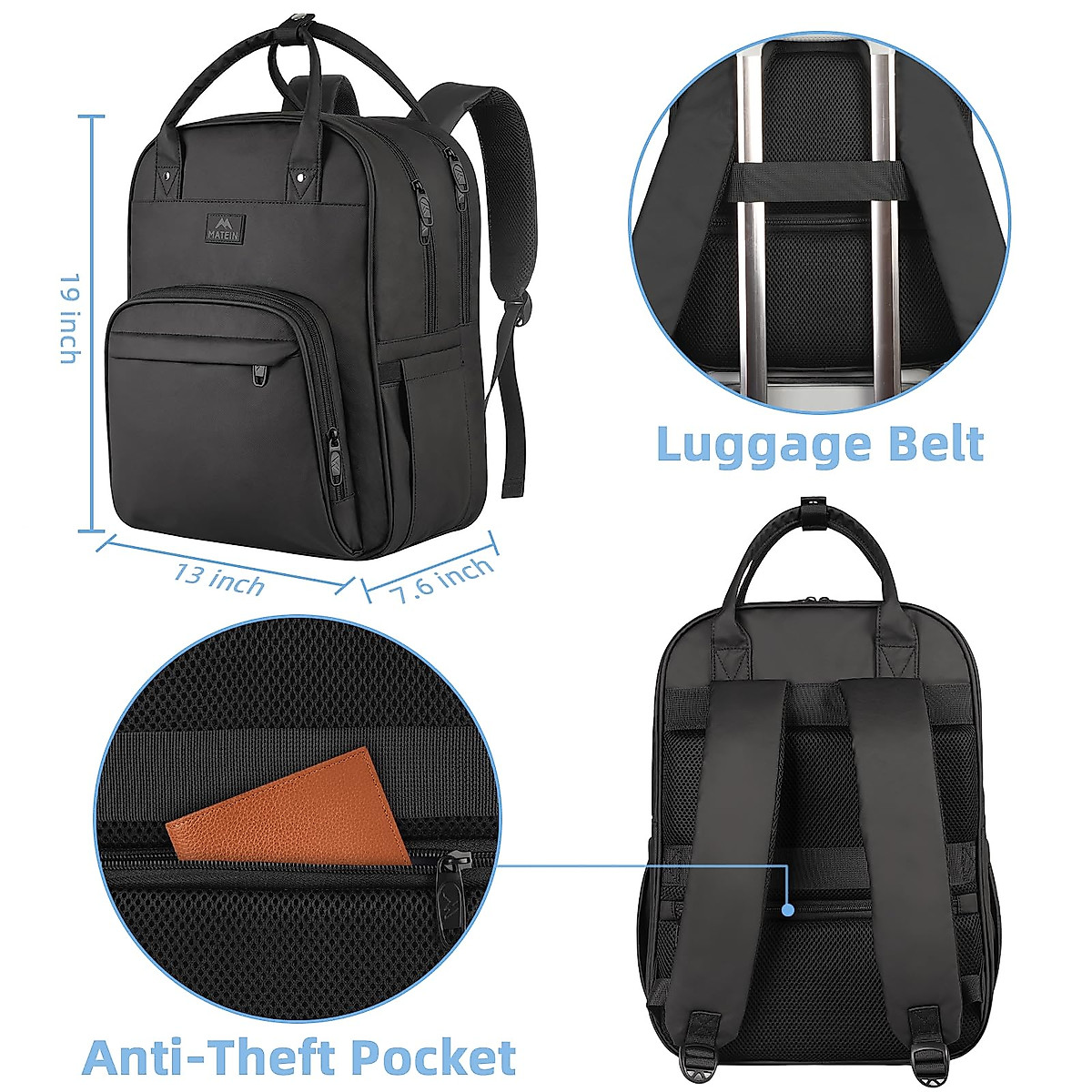 MATEIN Nursing Bag for Nurses, 17 Inch Extra Large Waterproof Laptop Backpack Nurse Backpack with Removable Organizer, Anti Theft Padded Womens Work Clinical Bag for Business, College, Travel, Home