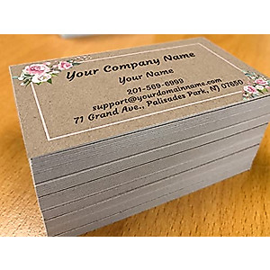 Custom Premium Business Cards 100 pcs Full color - Printed on Classic matte paper 14pt (114 lbs. 308gsm-) (Kraft-Floral)