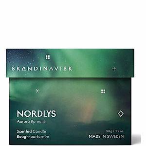 Skandinavisk NORDLYS 'Northern Lights' Scented Candle. Fragrance Notes: Arctic Intensity and Celestial Colour, a Singular Symphony for Senses. 3.17 oz.