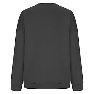 sales today clearance prime only Women's Long Sleeve Sweatshirts Casual Crewneck Y2K Baggy Pullover Tops Loose Fit Trendy Aesthetic Shirts 2023 Dark Gray L