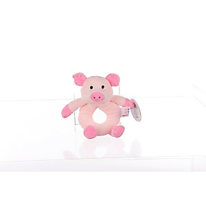 Apricot Lamb Baby Lovey Pig Soft Rattle Toy, Plush Stuffed Animal for Newborn Soft Hand Grip Shaker Over 0 Months (Pink Pig, 6 Inches)