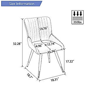 Alunaune Upholstered Dining Chairs Set of 2 Modern Kitchen Chairs Mid Century Accent Chair, Faux Suede Armless Leisure Chair Living Room Desk Side Chair-Grey