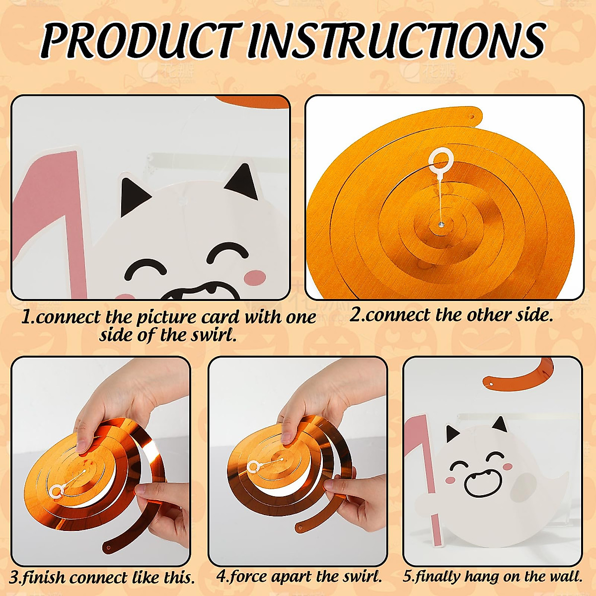 JarThenaAMCS 28Pcs Halloween Boo Hanging Swirl Decorations Ghost Pumpkin Hanging Streamers with Cutouts Cardboard Ornament Ceiling Spirals for Home Party Decor