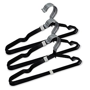 Stainless Steel Immersion Rubber Process Hangers 12 Pack, Heavy Duty Black Hangers for Coats, Pants & Dress Clothes, Non Slip Clothes Hanger Set, Space Saving Ultra Thin Hangers for Clothing