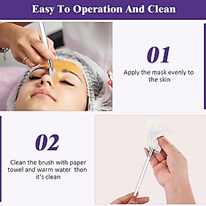 Maitys 6 Pieces Fan Mask Brushes Soft Fan Facial Mask Applicator Tools Brush Makeup Brushes Cosmetic Tools with Handle for Makeup Women(White Hair)