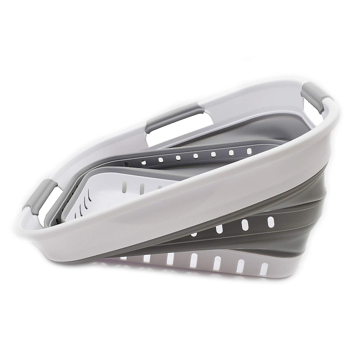 SAMMART Collpasible Laundry Basket (19L Collapsible Laundry Basket with Holes (White/Grey))