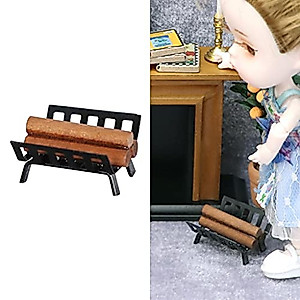 Gazechimp 1:12 Miniature Wood Firewood Rack Holder Cooking Tool Garden Decoration