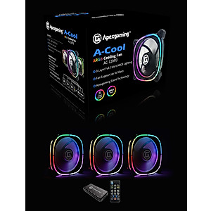 ApexGaming F601 Eye of Lightning MidTower Gaming Case Pre-Installed LED RGB Strip and RGB Cooling Fan/Clear Tempered Glass SidePanel, DuskFilter & Rear Cooling Fan