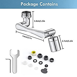 Owfeel 1440° Faucet Extender, Large-Angle Rotating Robotic Arm Water Nozzle Faucet Adaptor, Universal Splash Filter Faucet Attachment with 2 Water Outlet Modes, perfect for Bathroom Sink, Kitchen Sink