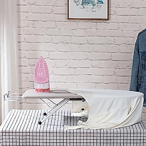 ALIMORDEN Small Tabletop Ironing Board with Iron Holder Compact Folding Ironing Board with Legs and Cover Pad Space Saver for Convenient Storage Traveling RVs and Campers Grey