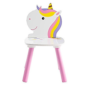 Hearthsong Rainbow Unicorn Table and Chairs Playroom Furniture Set, 2⅓' sq. Table, 11” sq. x 10½”H Chair, 45 lbs. per Chair
