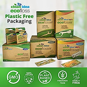 Clean Idea Ecofloss 6x25m Dental Floss - Charcoal Mint - Bamboo Floss, Unwaxed Dental Floss, Natural Floss, Floss Refill, Organic Floss, Wax Floss, Biodegradable Floss, Eco Floss