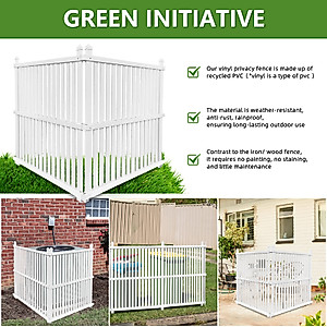FLYYIBO Outdoor Privacy Screen, No Dig White Vinyl Privacy Fence Screen Kit for Pool Equipment Enclosure, Trash Can Enclosure for Outside (36" W x 48" H, 2 Panels)