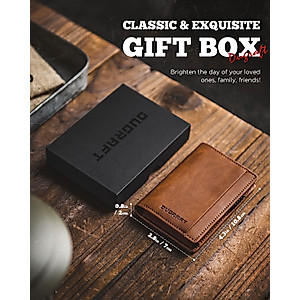 DUGRAFT Mens Bifold Card Holder with Aluminum POP UP Credit Card Ejector RFID Blocking, ID Window and 2 Extra Card Slots, Gift Box Packed, Brown