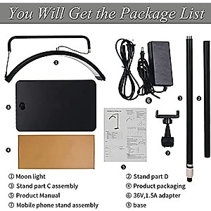 Hi_friend Eyelash LED Floor Light, Half Moon Lamp for Lash Extension, Lighting for Beauty, Skincare, Lashes, Eyebrows, Filming Content Creation (White)