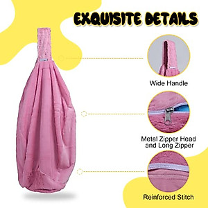 LUCKYBOY Kids Stuffed Animal Storage Bean Bag Chair without Filling,Cozy Faux Fur Beanbag Cover for Kids Gift, Pink Girls Bean Bag,Plush Toys Holder and Organizer