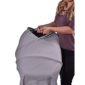 First and ONLY Multi-Use Nursing Cover You Don't Need to Hold Up to See in Breathable with 360 Coverage, Breastfeeding Scarf, Canopy, Car Seat Cover, Poncho (Latte Stone Grey) infineni by nenikanopi