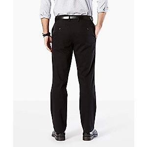 Dockers Men's Straight Fit Signature Lux Cotton Stretch Khaki Pant, Black, 38W x 32L