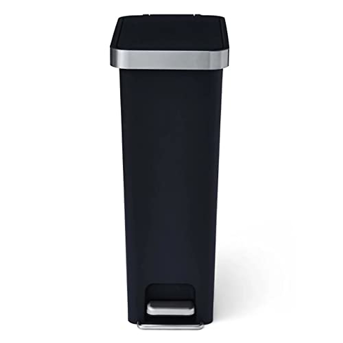 10.5 gal Plastic Slim Kitchen Step Trash Can, Black, 17.30" L x 9.80" W x 24.60" H