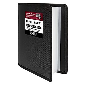 Dunwell Art Portfolio 9x12 Folder - (Black), Portfolio Folder for Artwork, Presentation Book with 9 x 12" Sheet Protectors, 24 Pockets Display 48 Pages, Binder for Kids Art, Drawing Binder