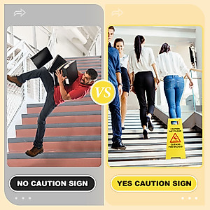Macarrie 12 Pack Caution Wet Floor Sign Wet Floor Double Sided Signs Cuidado Piso Mojado Foldable Bilingual Alert Sign for Commercial Use Indoors Outdoors, 11.5 x 23.62 Inches (Classic Style)