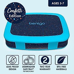 Bentgo® Kids 5-Compartment Lunch Box Set With Insulated Lunch Bag and 2-in-1 Backpack & Insulated Lunch Bag (Confetti Edition - Abyss Blue)