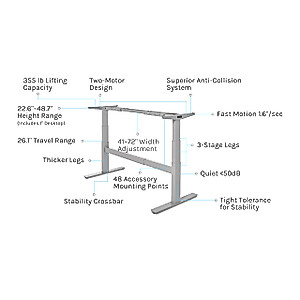 Uplift Desk Ash Gray Laminate (60 x 24 inch) Standing Desk 2-Leg V2-Commercial Adjustable Stand Up C-Frame (Black), Advanced Keypad, Wire Grommets, Wire Tray, Rocker Board