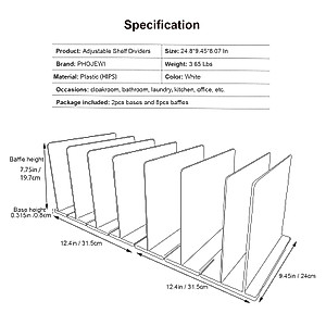 PHOJEWI Purse Organizer for Closet, Shelf Dividers for Closet Organization Adjustable White Plastic Handbag Organizers for Closets Purse Storage Organizer